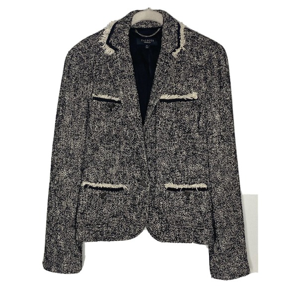 Talbots | Jackets & Coats | Talbots Black White Tweed Fringe Long ...